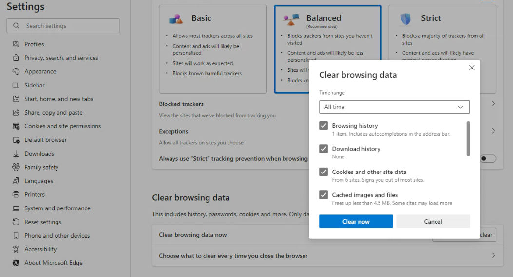 Guided Assistance: Tutorial: Delete cached files and cookies on Edge