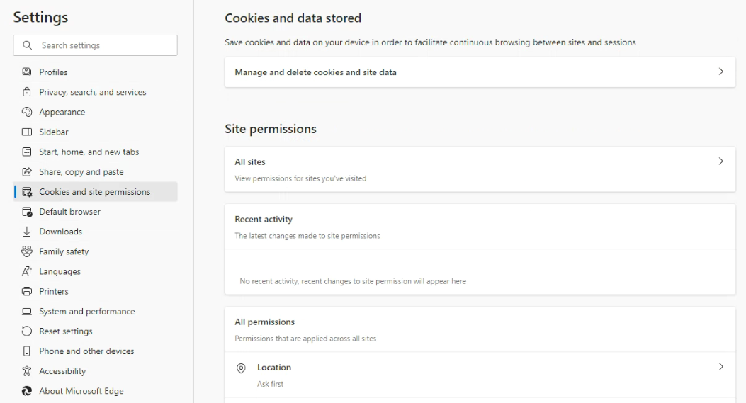 Guided Assistance: Tutorial: Accept cookies on Edge