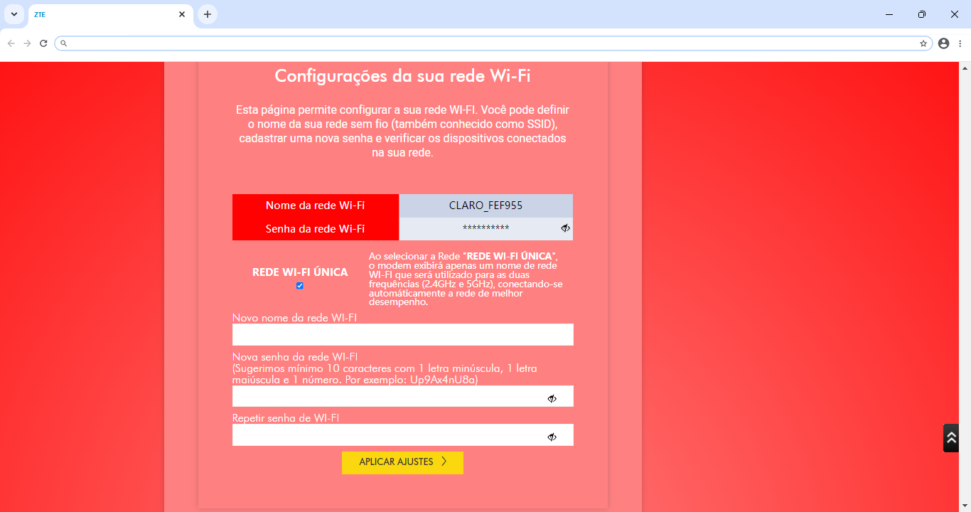 Como ativar a rede unificada no modem Wi-Fi | ZTE ZXHN F6600P | Claro